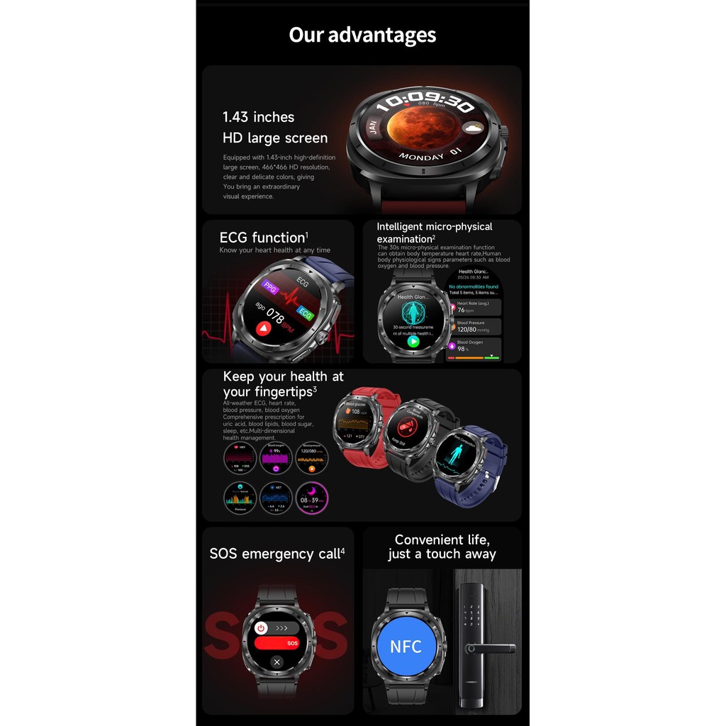 2025 New Watch 7 Blood Lipids Uric Acid Blood Glucose Body Analysis ...