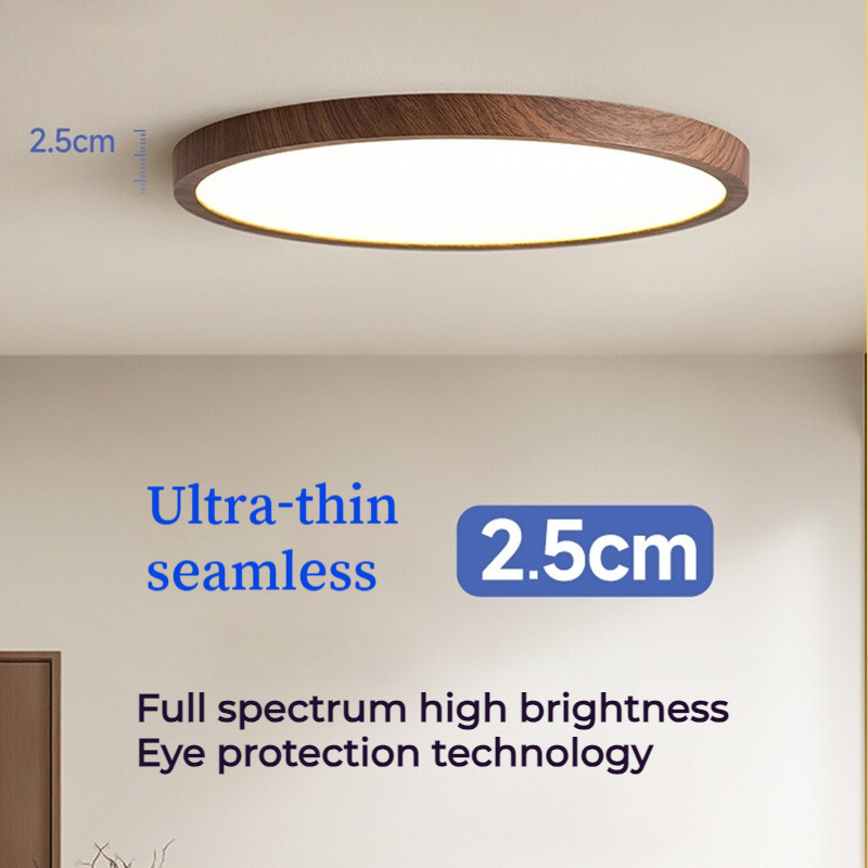 Modern LED Wood Grain Ceiling Lamp Ultrathin Walnut Log Color Ceiling ...