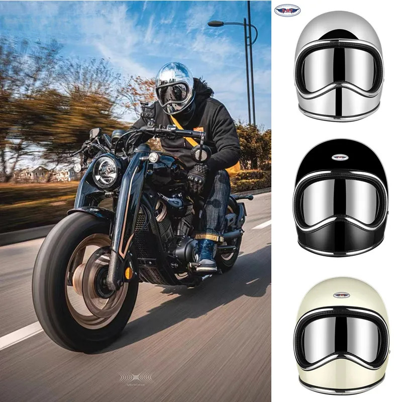 AMZ Vintage Motorcycle Helmet Fiberglass Shell Space Retro Moto Small ...