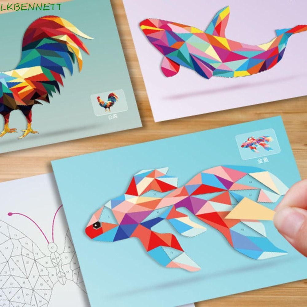 LKBENNETT 3D Geometric Sticker Books, Montessori Handmade DIY Paste ...