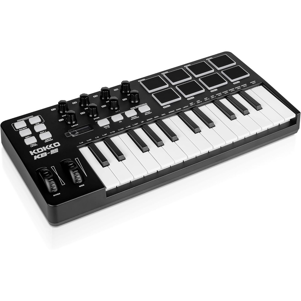 KOKKO MIDI Keyboard, Mini KB-25 25 Key MIDI Controller With 8 Backlit ...