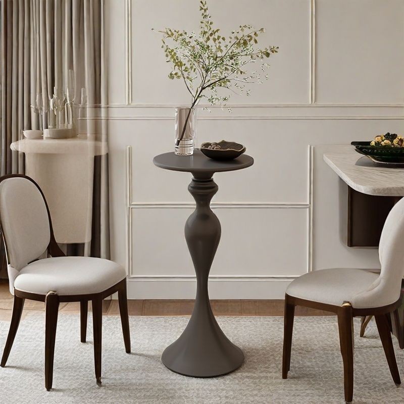 Creamy, simple and modern living room coffee table, iron round table ...