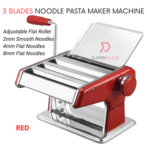 Red 3 Blades Stainless Steel Pasta Maker Machine Noodle Curry Puff ...