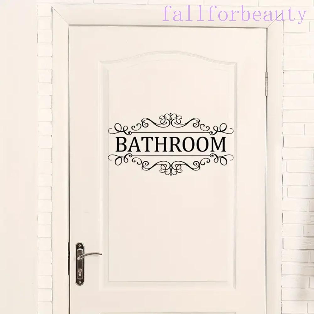 FALLFORBEAUTY Toilet Door Stickers, Self-Adhesive Black WC Doorway Sign ...