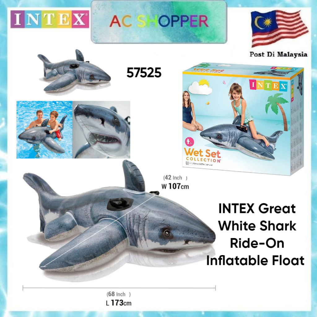 INTEX 57525 Shark Inflatable ride Float Swimming Pool Toy Swimming ...