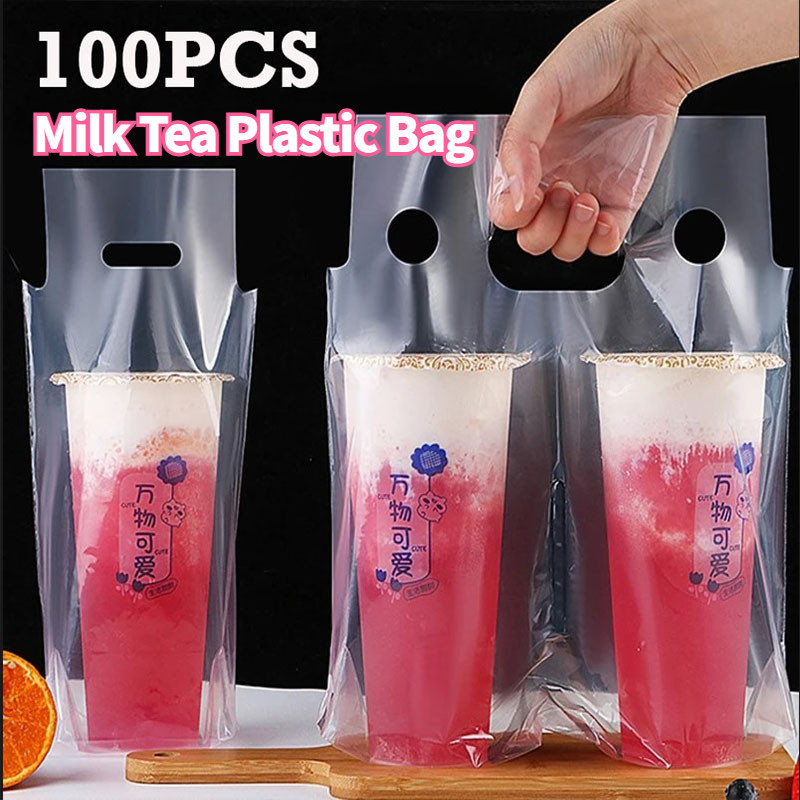 Milk Tea Packaging Bag Beverage Transparent Single and Double Cup Bags ...