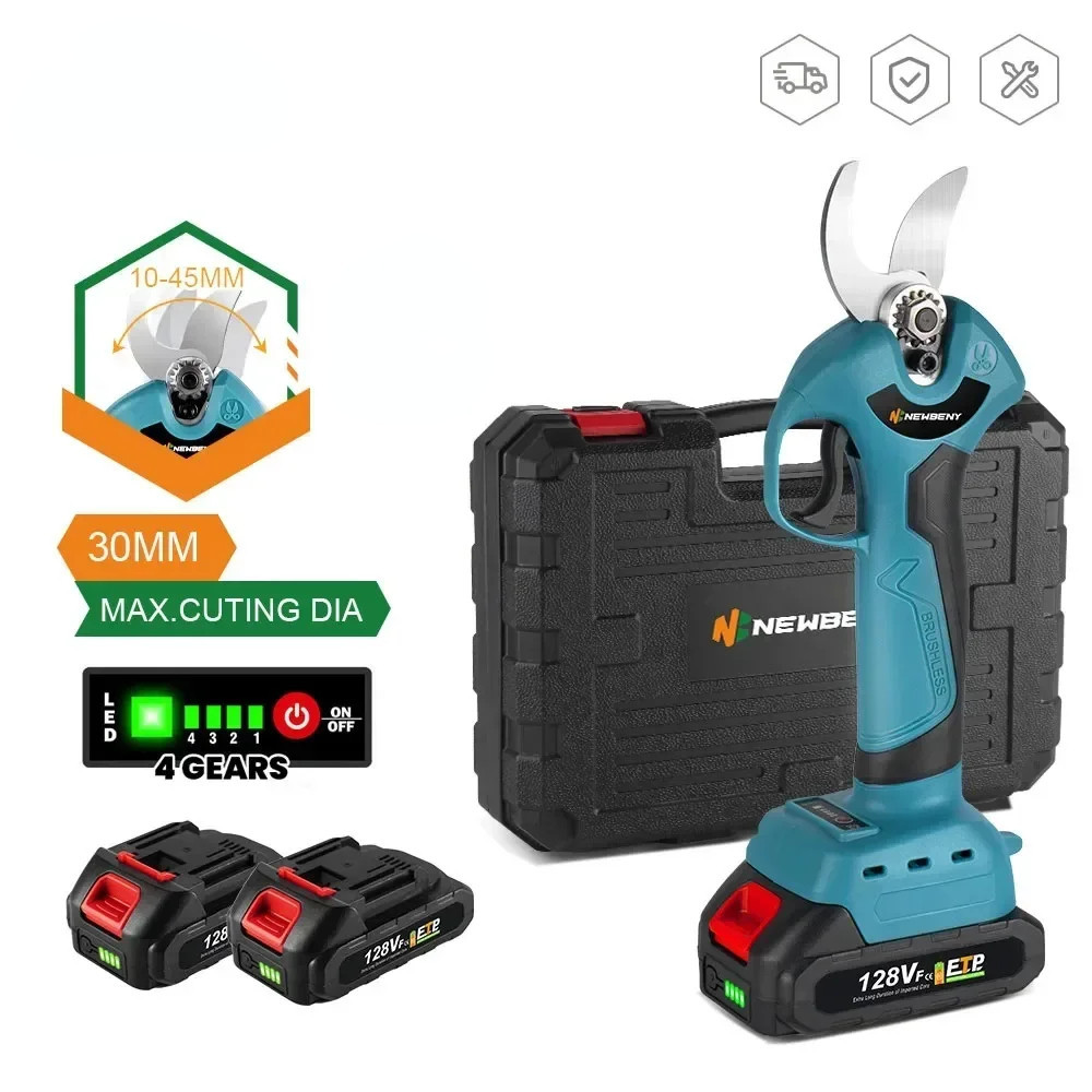30mm Brushless Electric Pruner 4 Gear Cordless Handheld Orchard Shrub ...