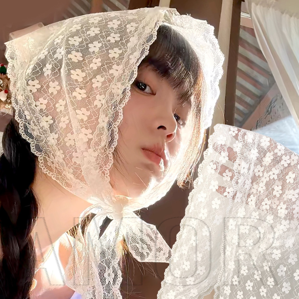 Lace Mesh Triangle Headscarf - Sweet, Korean INS Style, Pastoral Style ...