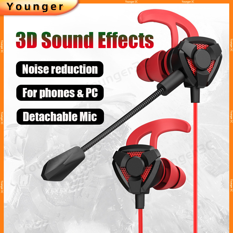 Game Wired Earphones 3.5mm Jack Headphones With Microphone Mic 3D ...