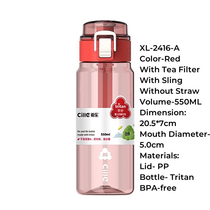 Cille Tritan Water Bottle BPA-Free Plastic Water Bottle c/w Sling Botol ...