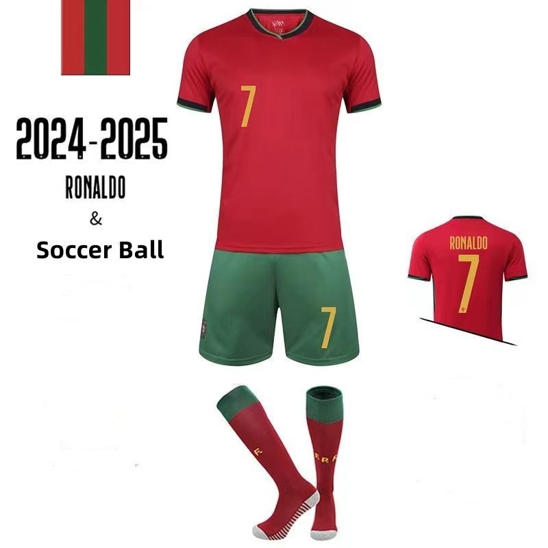 【Uhome】24-25 Portugal Home Football Kids Jersey Set Cristiano Ronaldo ...