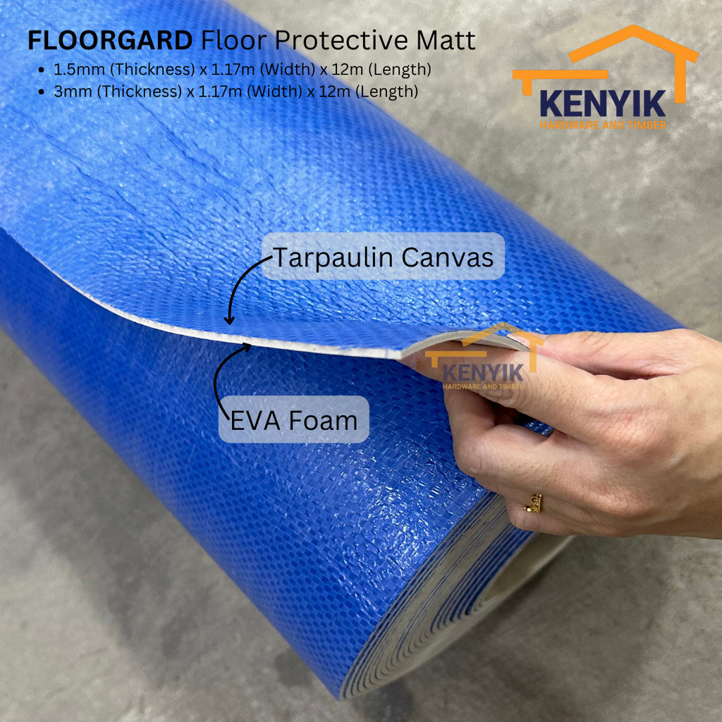 FLOORGARD 1.5mm / 3mm (T) x 1.17m (W) x 12m (L) Floor Protective Matt ...