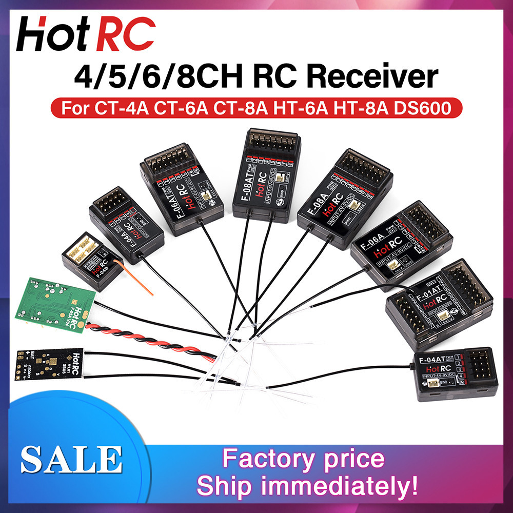 HotRC 4/5/6/8CH RC Receiver 2.4GHz Multi Channels Receivers with Gyro ...