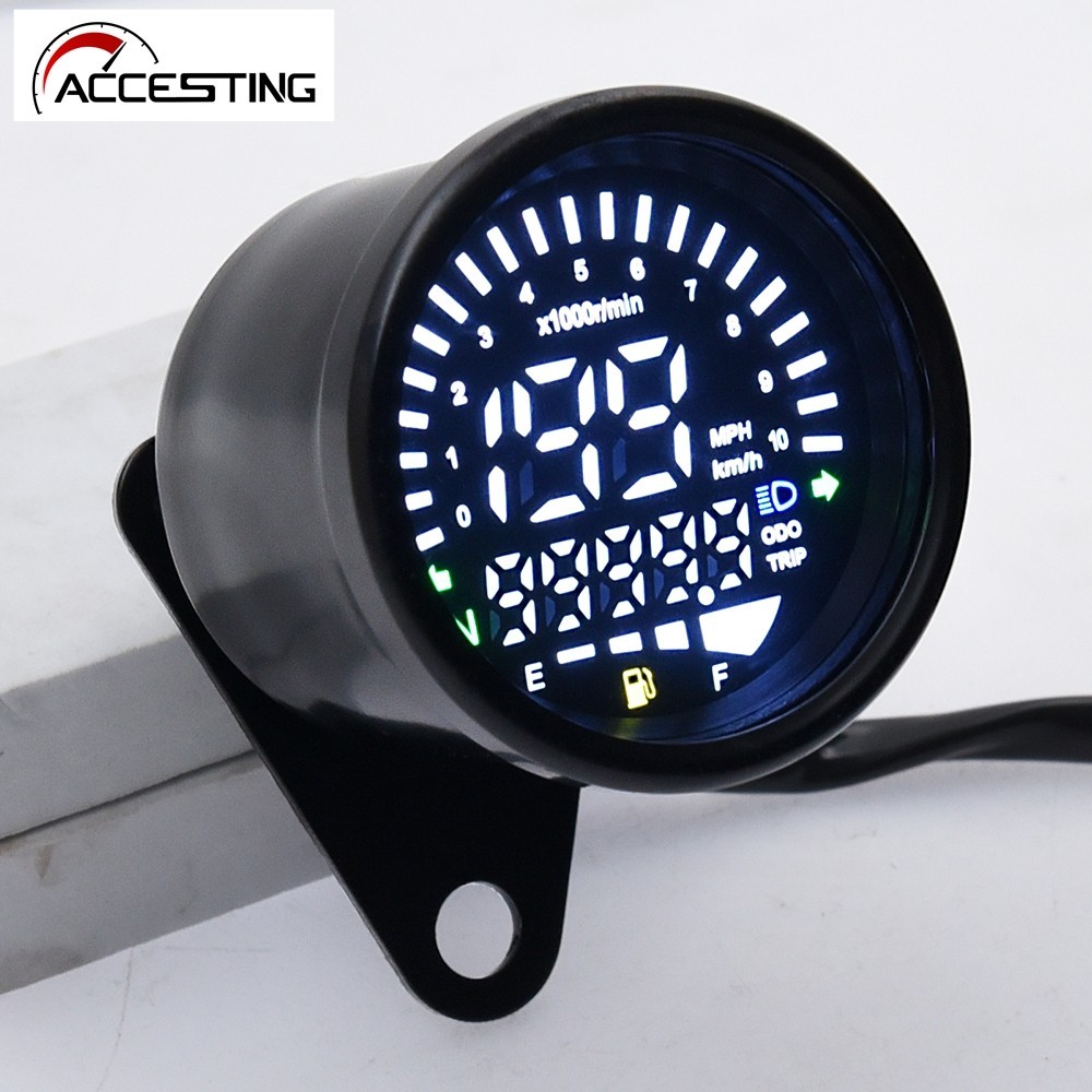 Multipurpose Digital Motorcycle Speedometer LCD Odometer Tachometer,12V ...