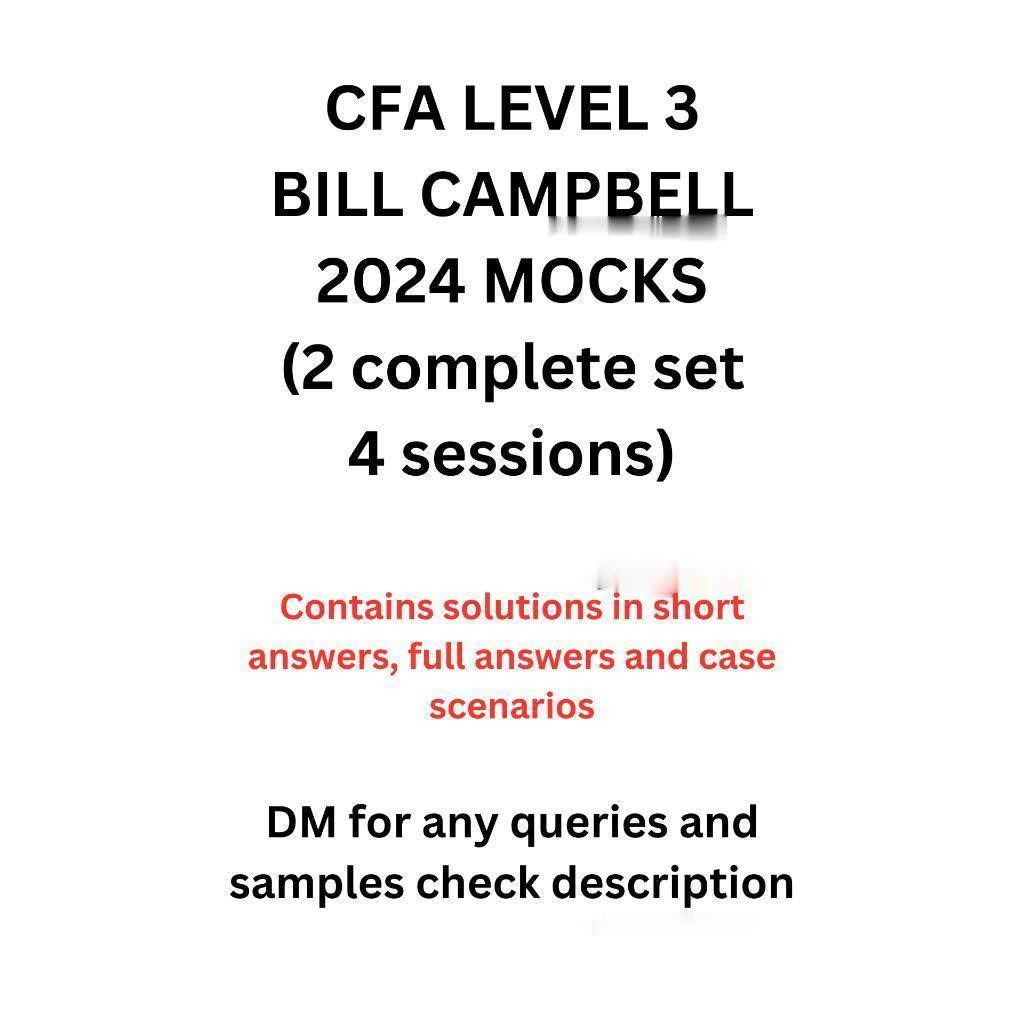 CFA level 3 2024 Mocks ( Bill Campbell) | Shopee Malaysia