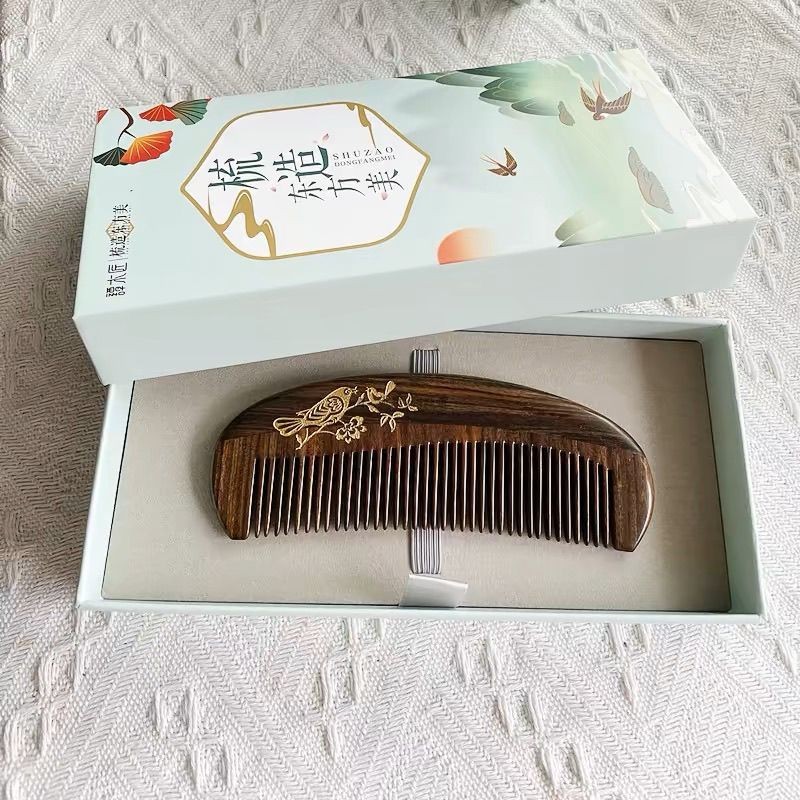 全场大促谭木匠正品木梳子礼盒防静天然漆艺梳子定制妈妈梳子 教师节礼物Tan Carpenter Authentic Wooden Comb ...