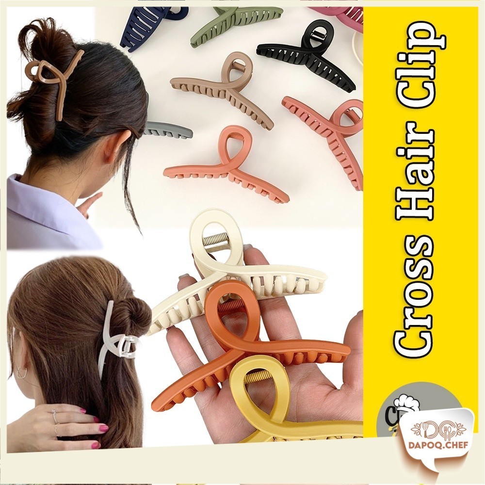 DC Sepit Rambut Wanita Klip Plastik Hair Clip Simple Cross Design ...