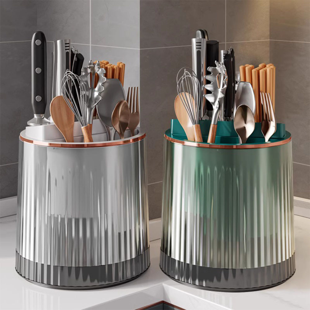 Rotating knife holder kitchen rack multi-functional storage box ...