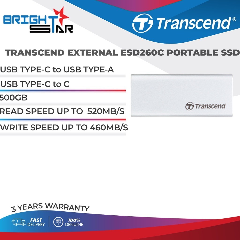 TRANSCEND ESD260C EXTERNAL PORTABLE SSD | Shopee Malaysia