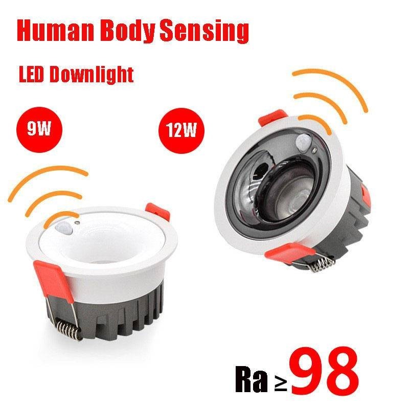9W 12W Recessed Downlight Human Body Sensing Spotlight Interior ...