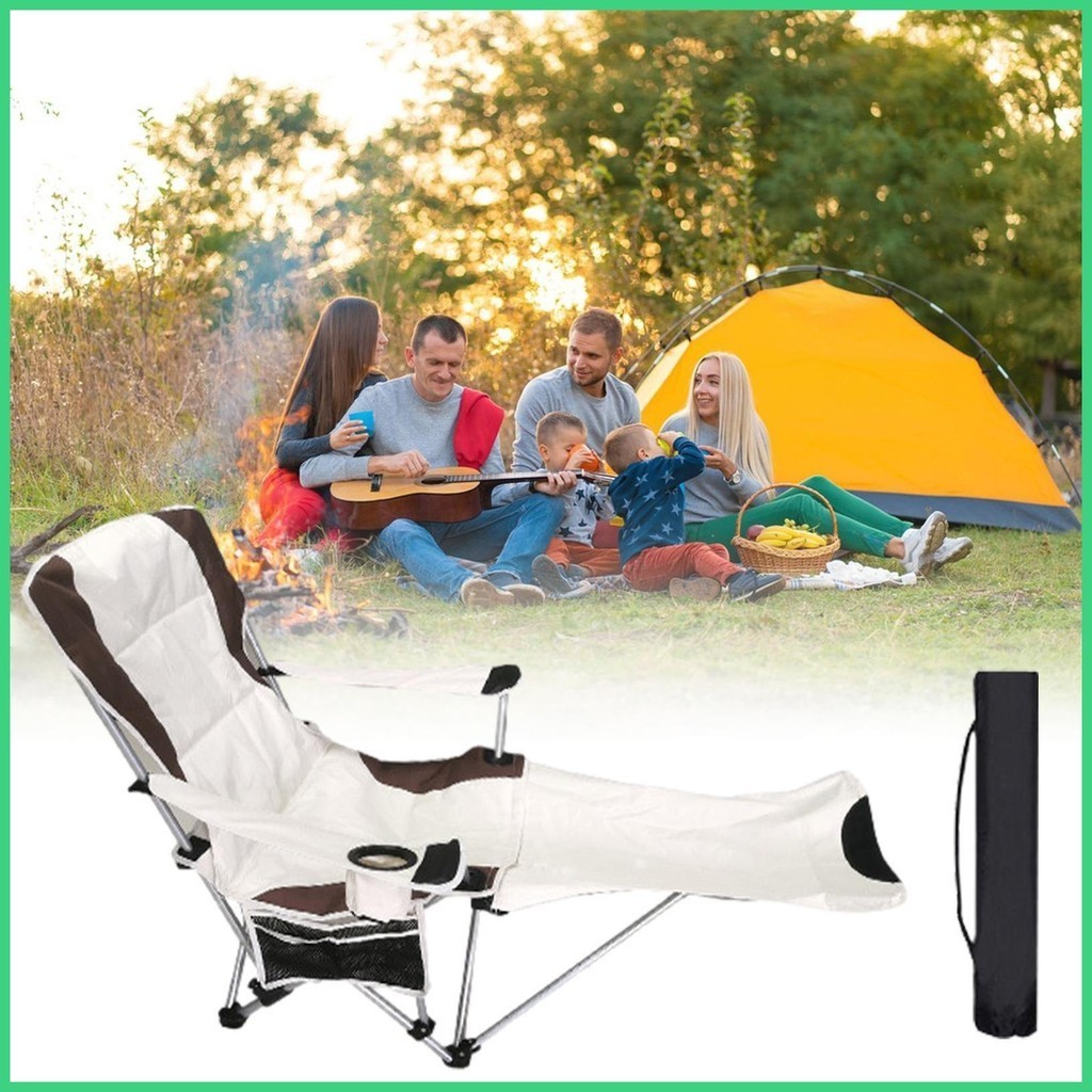 Beach Chair with Foot Rest Reclining Folding Camping Chair with Foot ...