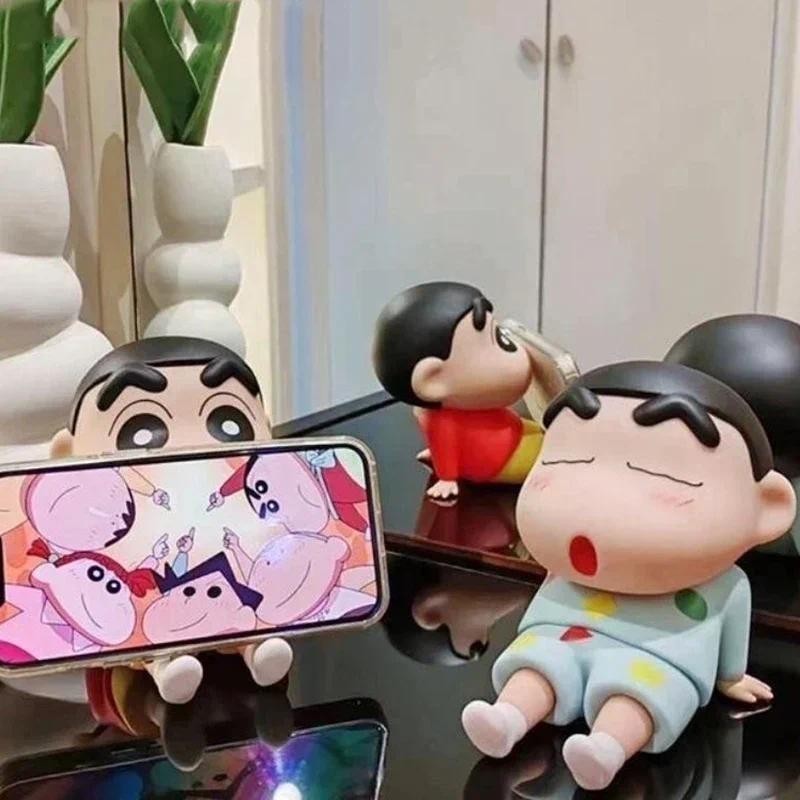 13cm Anime Crayon Shin chan Phone Stand Shinosuke Nohara Action Digital ...