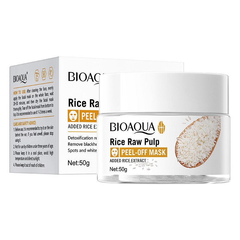BIOAQUA Rice Raw Pulp Peel-Off Mask Detoxification Reduce Acne Remove ...