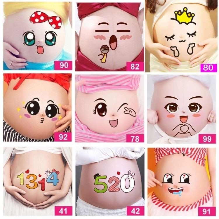 Pregnant Women Belly Stickers Photo Cute Pregnant Photo Stickers Double ...