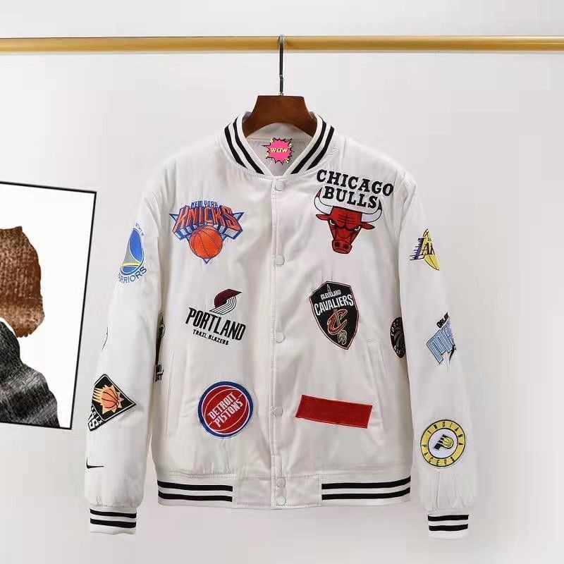 Sj Jacket Teams Warm Up Jacket Tripartite Joint NBA Team Embroidered ...