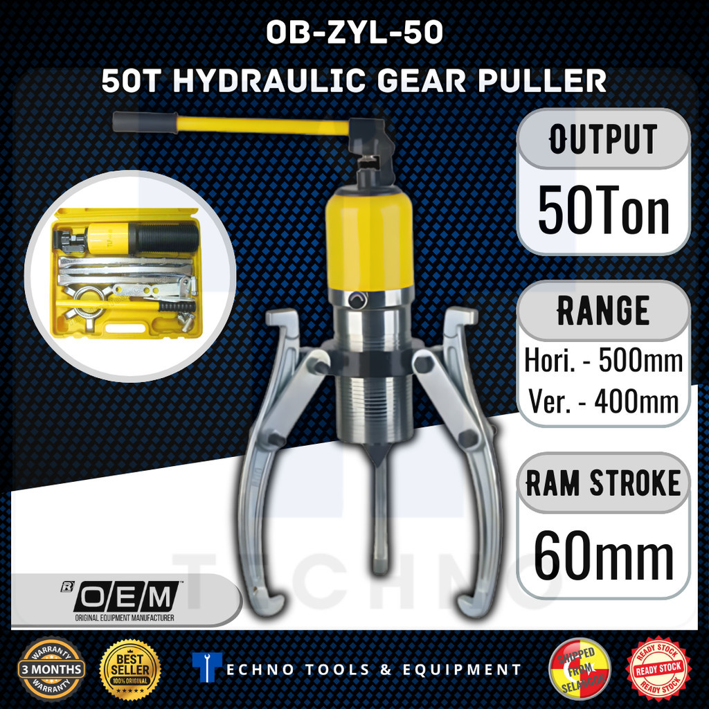 50 TON Hydraulic 3 Jaw Puller Industrial Grade Integral Type Extractor ...
