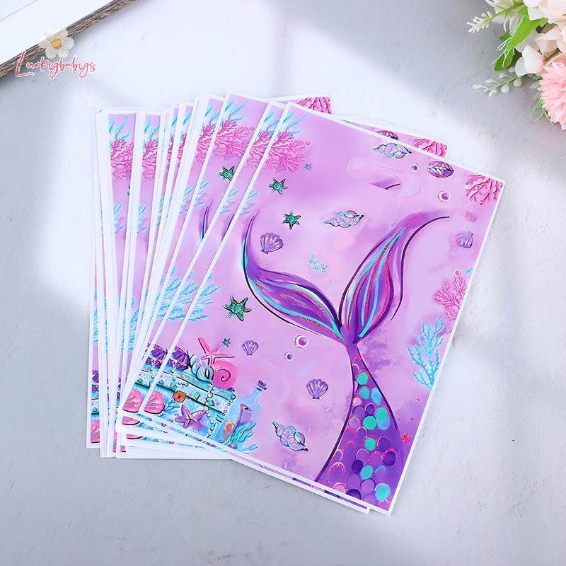 Luckybabys> 10/50Pcs Mermaid Plastic Goodie Bags Mermaid Tail Candy ...
