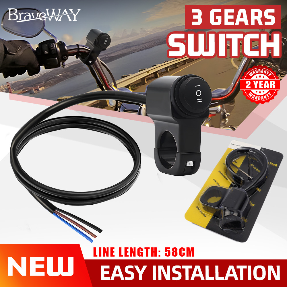 Universal Motorcycle 3 Way Switch ON OFF Mini Driving Light Switch With ...