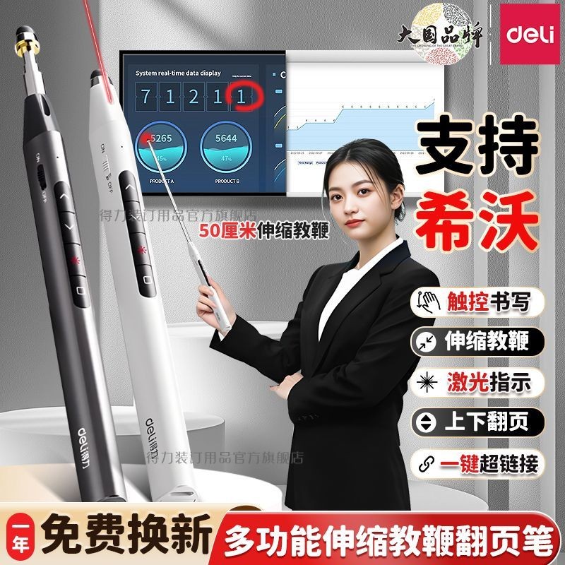 Deli Retractable ppt Teacher Laser Page Flip Pen Remote Control Multi ...