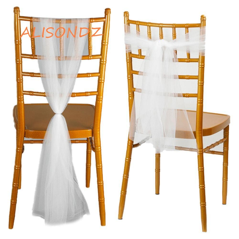 ALISONDZ 1/2Pcs Wedding Chair Sashes, Crystal Tulle Wedding Tulle ...
