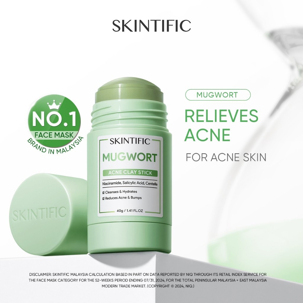 SKINTIFIC Mugwort Clay Mask Stick Mask Cleansing Clay Masker Muka ...