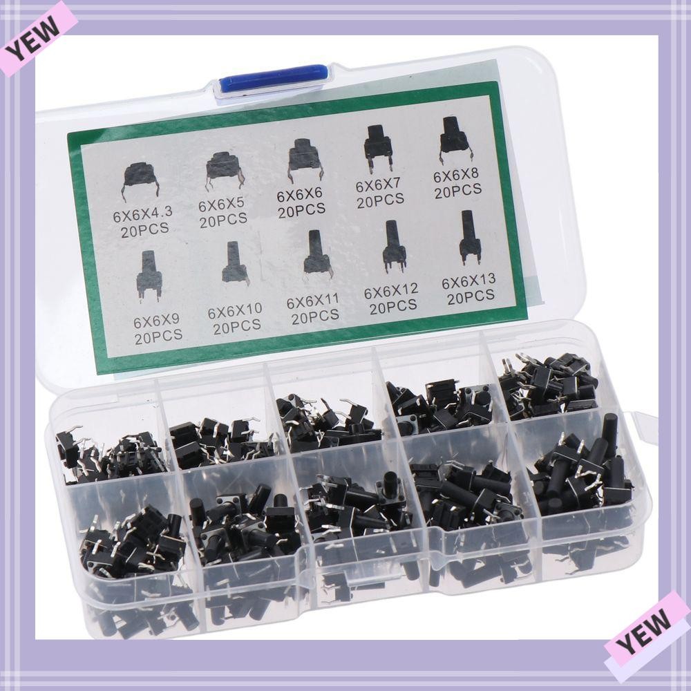YYE 200Pcs Tactile Push Button, Mini 6x6 mm Micro Momentary Switch ...