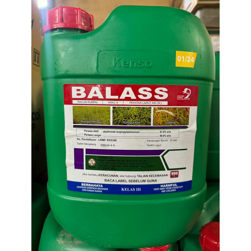 [ORIGINAL] 20L BALASS Kenso (Sama Roundup Ecomax Ken up) Glyphosate 41% ...