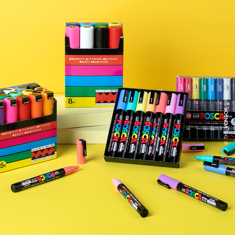 Pen Marker Mitsubishi Posca Jepun PC-3M Cat Akrilik Pen Cat Air Set ...