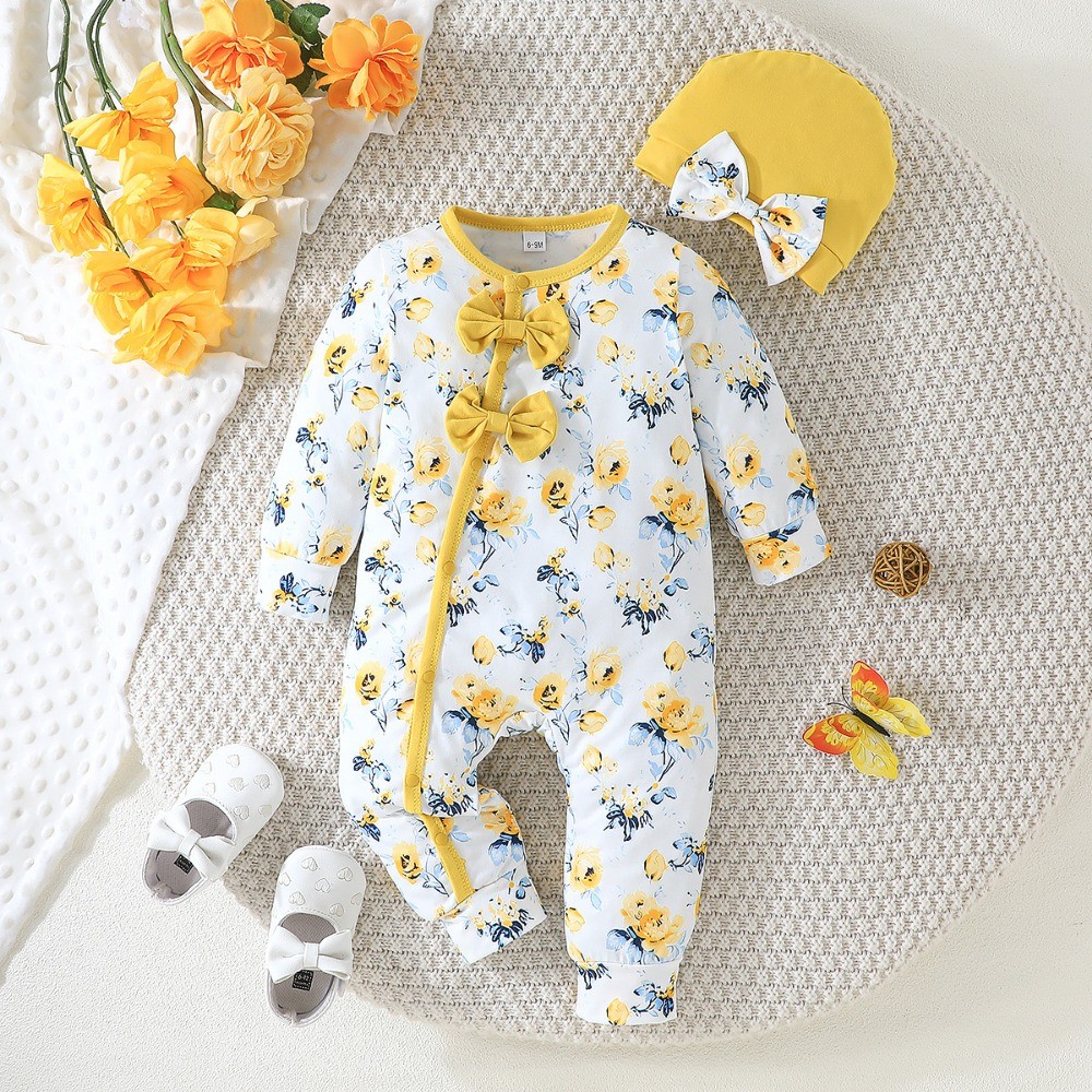 Onesie Bayi Dengan Topi, Gancu Ikatan Bentuk Rama-rama, Onesie Cetakan ...