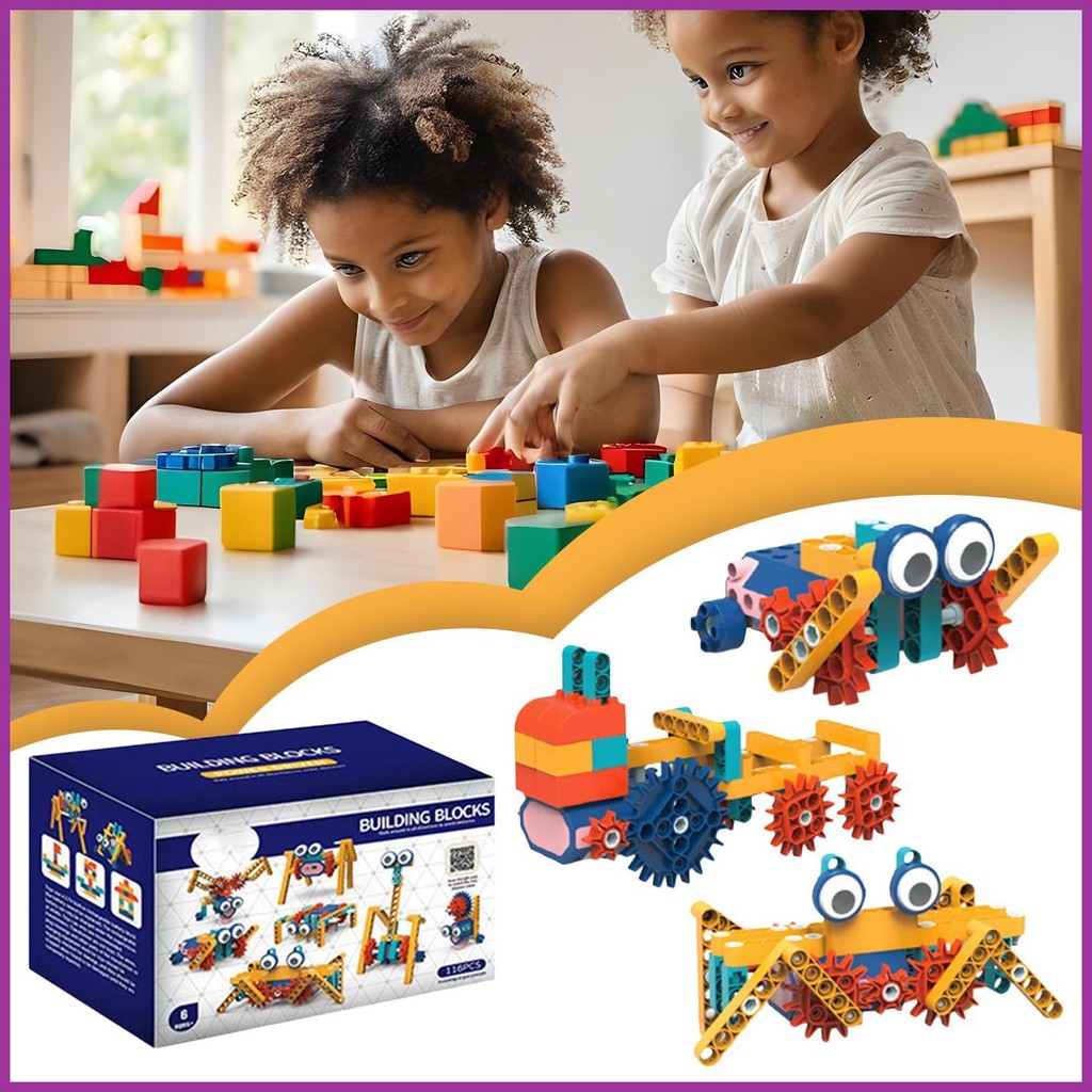 Building Bricks Toy Interlocking Stacking Blocks Educational Preschool ...