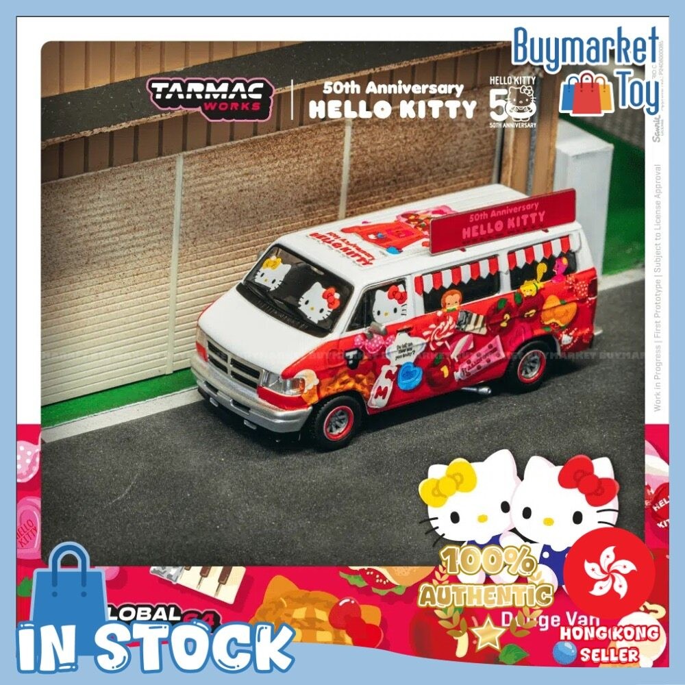 [Authentic] Tarmac Works 1/64 Die-cast Dodge Van Hello Kitty Food Truck ...