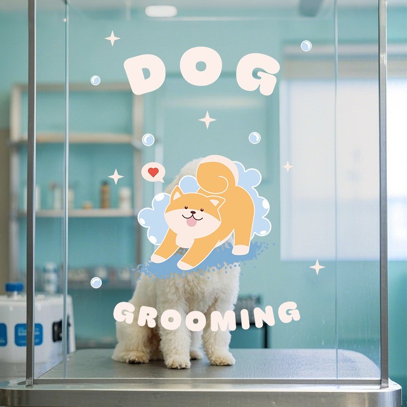 Pet Grooming Shop Window Decoration Film Cat and Dog Pet Store Glass ...