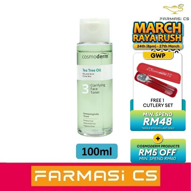 Cosmoderm Tea Tree Oil Clarifying Face Toner 100ml EXP:01/2026 [ Oily ...
