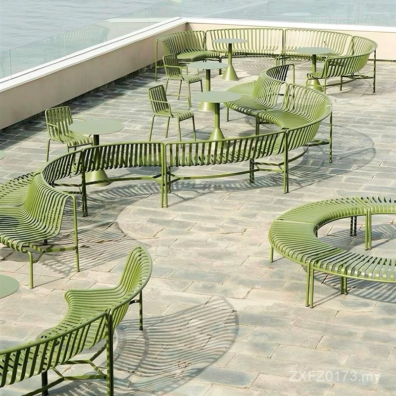 Leisure Sunscreen Outdoor Bench Chair Park Courtyard Square Bench Iron ...