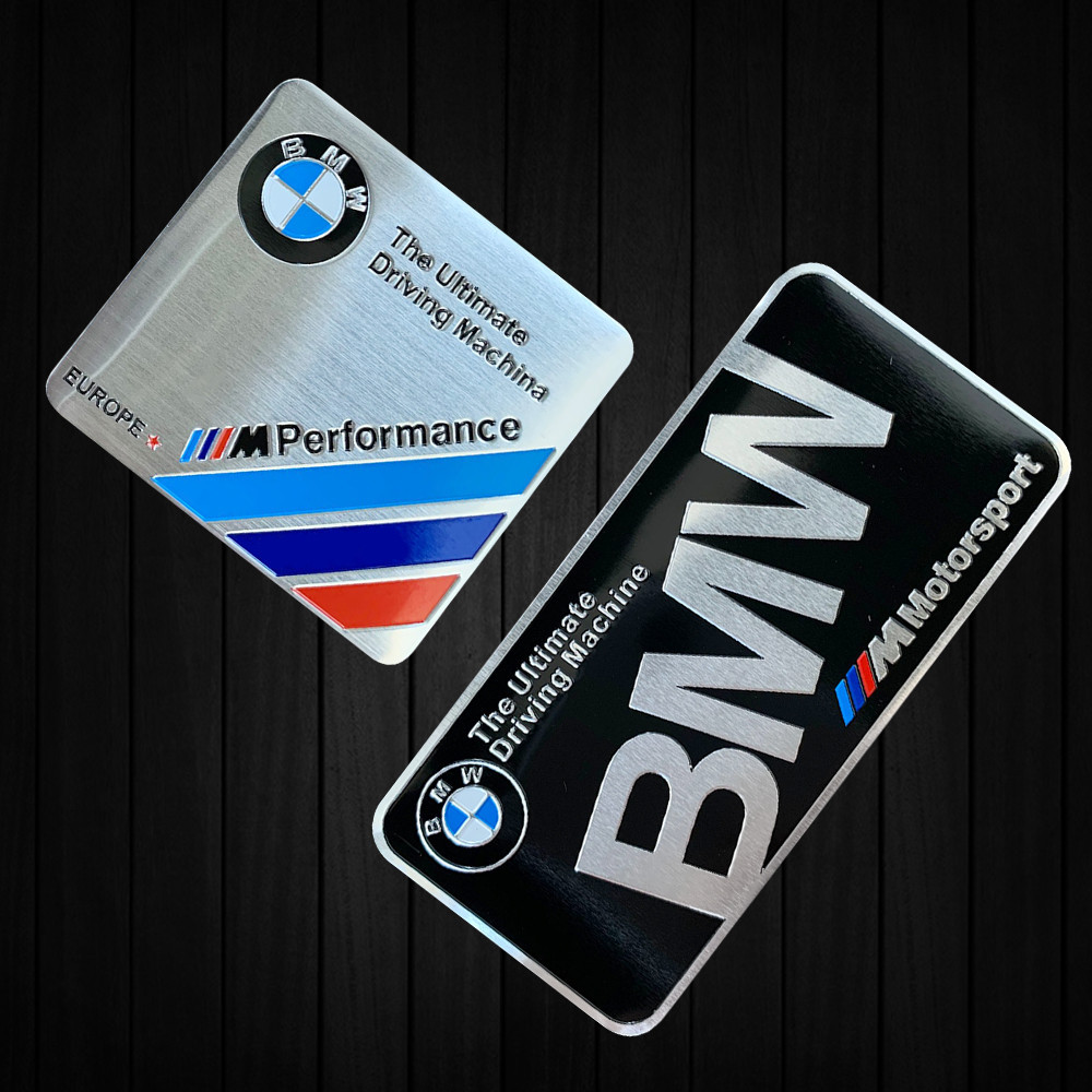 BMW Aluminum Badge Sticker Decal Car Logo for BMW Black + Silver ...
