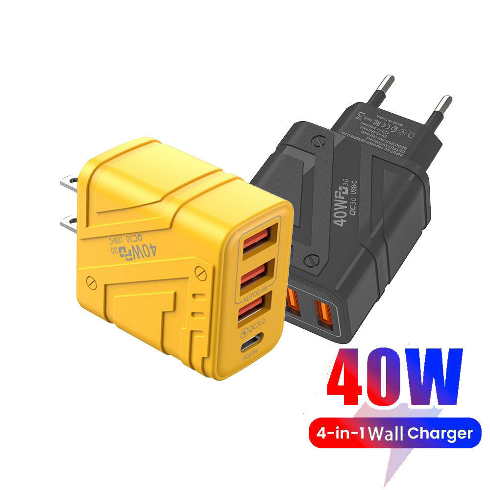 4 Ports USB Charger Quick Charge 3.0 PD Fast Charging Type C Phone ...