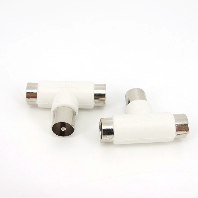 T-Type 2-Way TV Splitter Antenna Connectors Adapters Coaxial Cable with ...