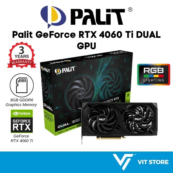 Palit GeForce RTX 4060 Ti Dual 8GB GDDR6 Graphics Card / Desktop PC ...