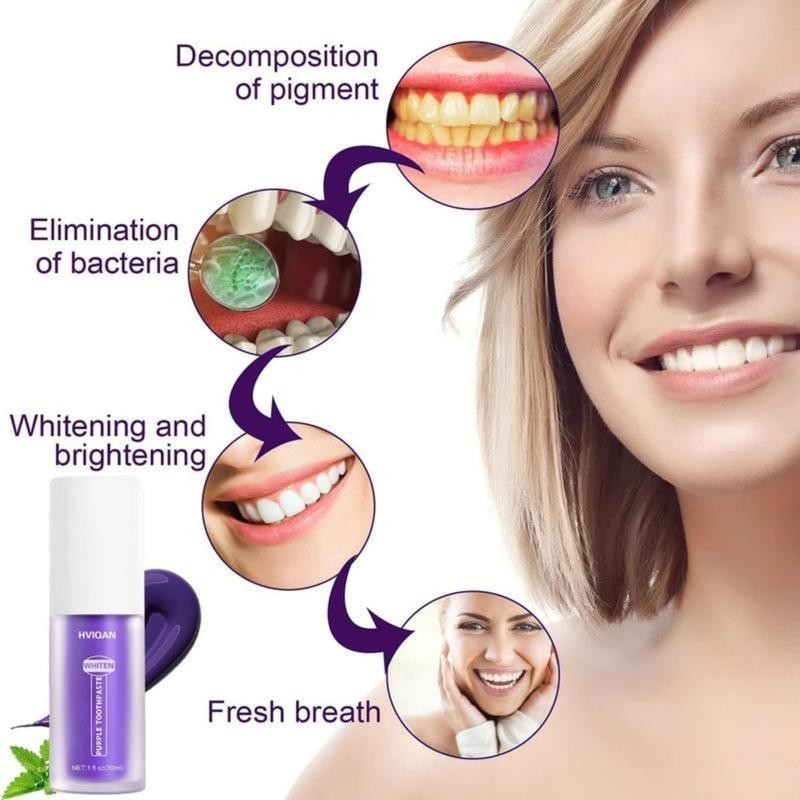 HVIQAN V34 Teeth Whitening Essence Purple Mousse Toothpaste Remove ...