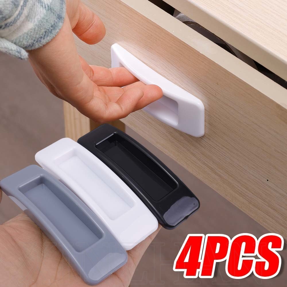 4PCS Self-Adhesive Sliding Door Handle - Cabinet Handle Pulls - Drawer ...